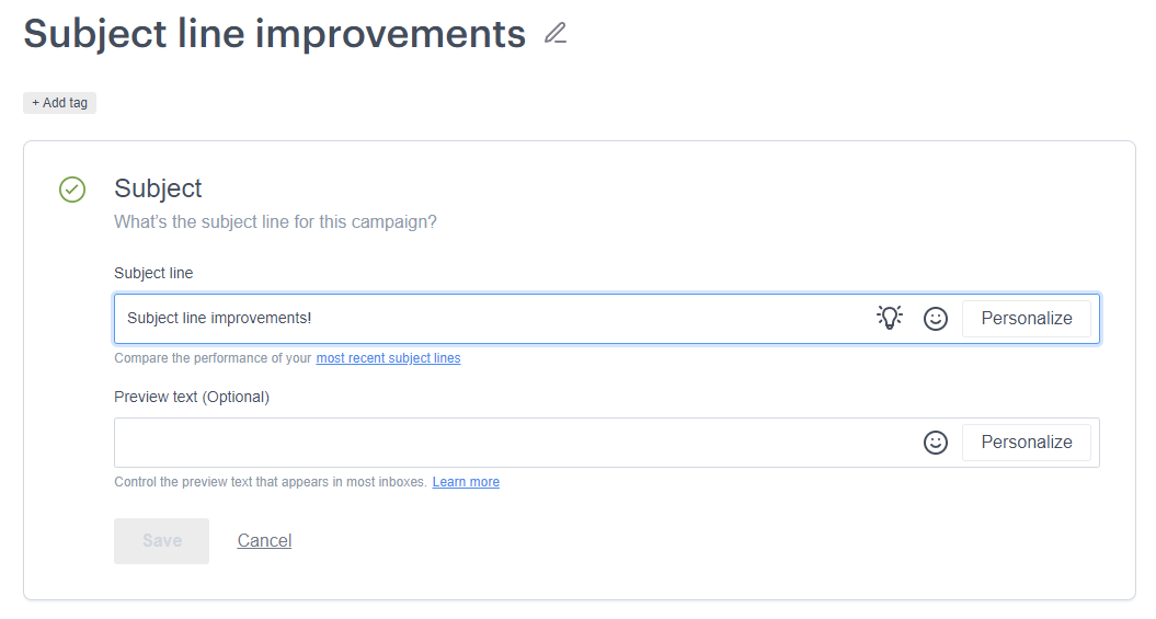 Subject line recommendations