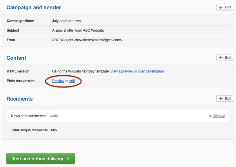 Plain text versions of html emails