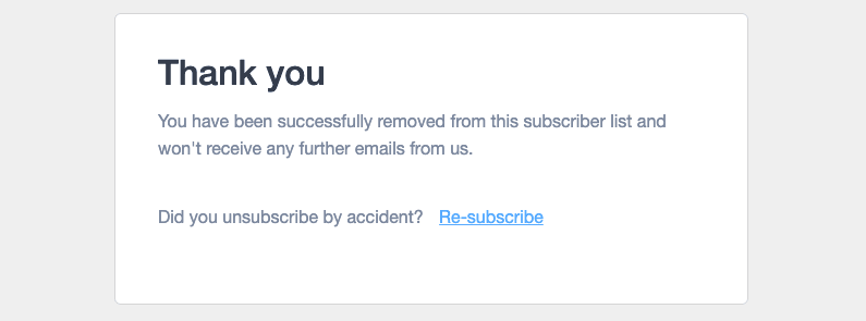 Confirmation pages for subscribe and unsubscribe