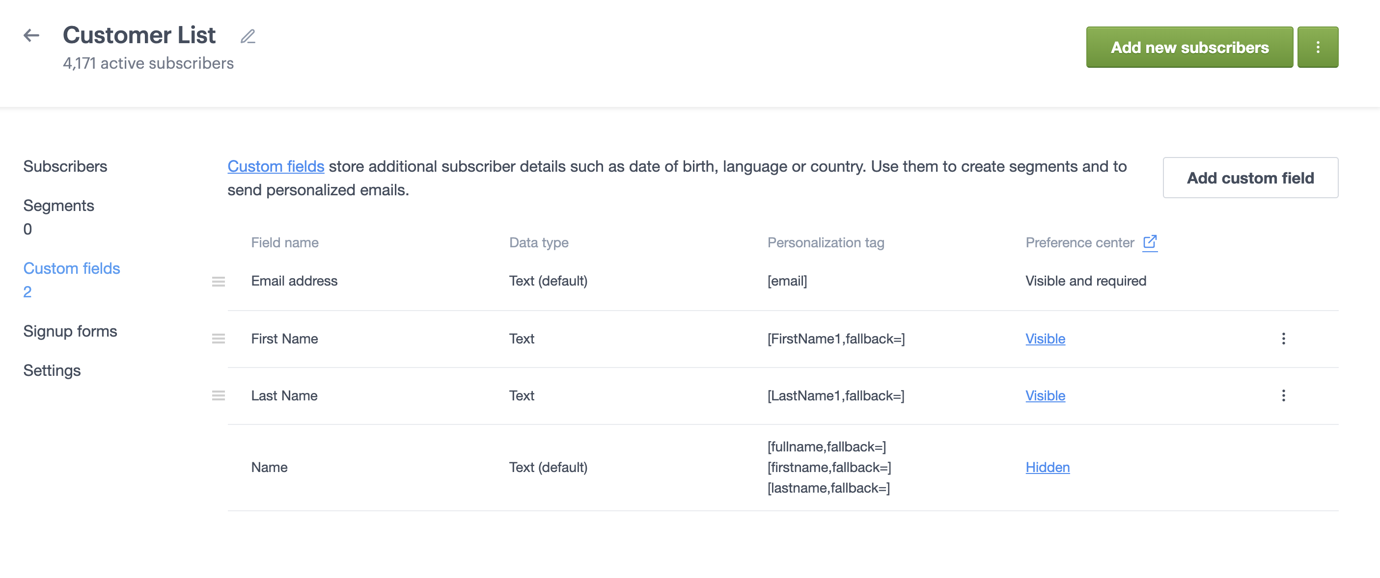 Create custom fields for first and last names