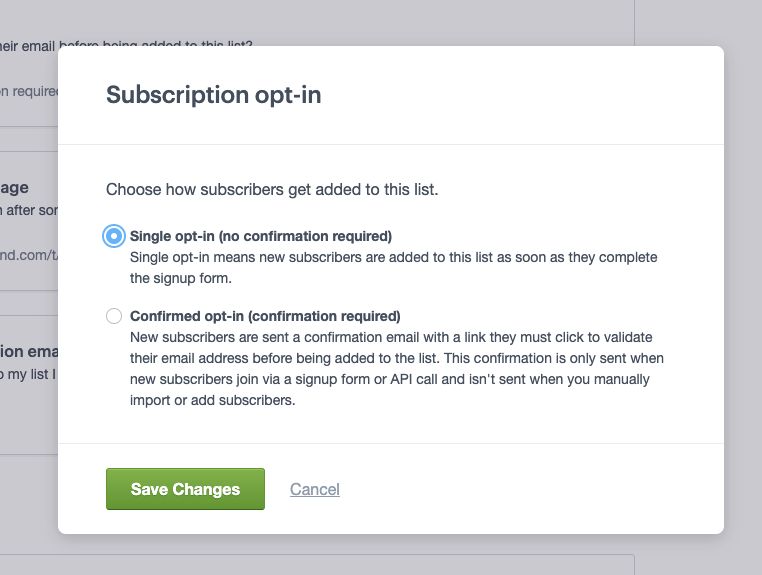 Switch between single and confirmed opt-in