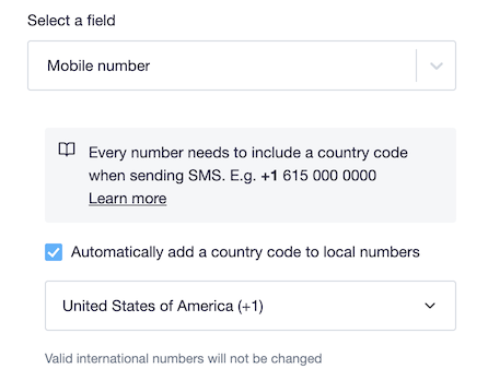 Working with mobile numbers for SMS campaigns