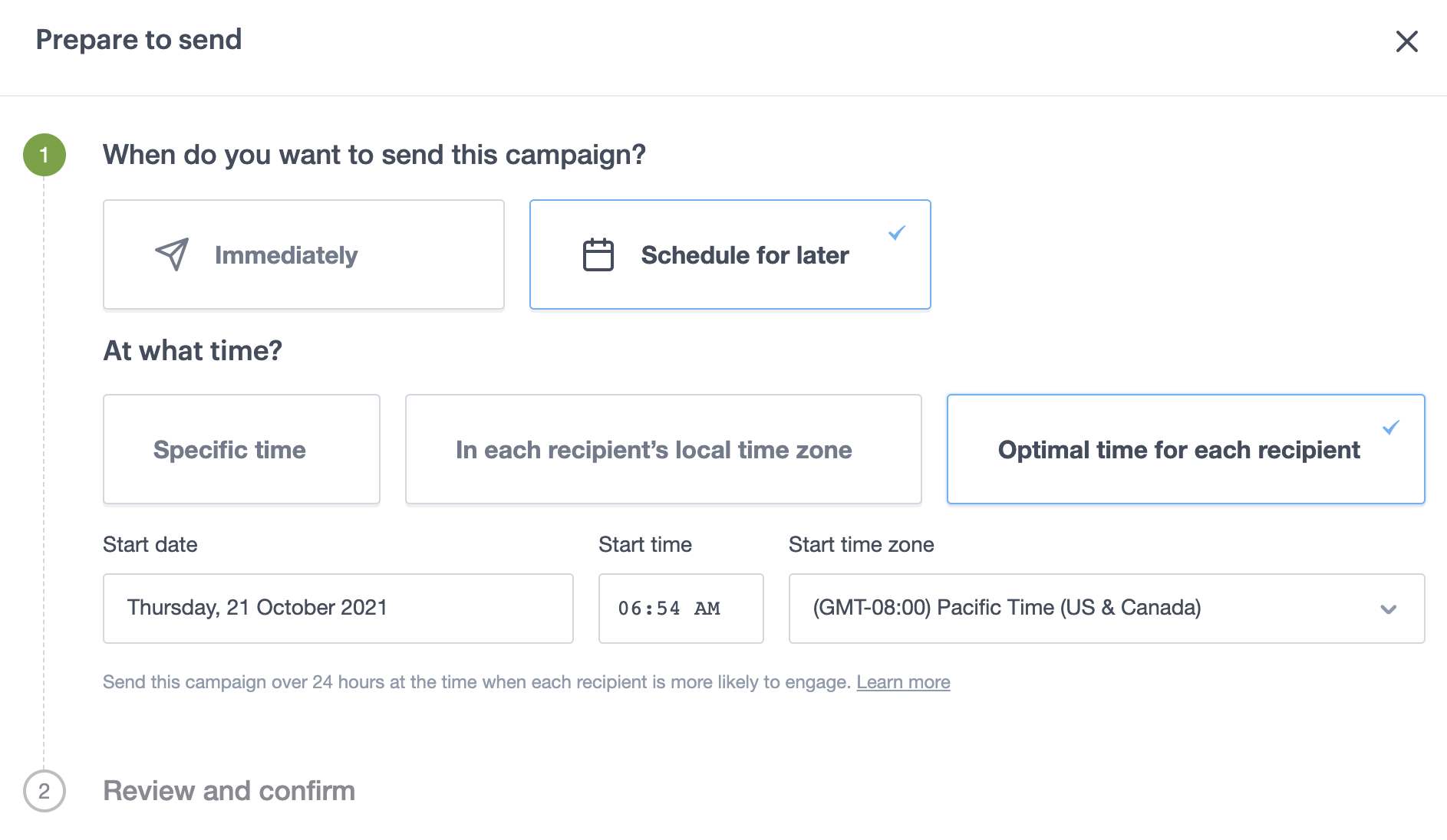 Schedule a campaign to send at the optimal time
